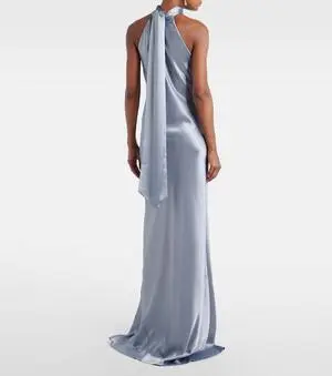 Galvan Sienna Halterneck Gown - Blue