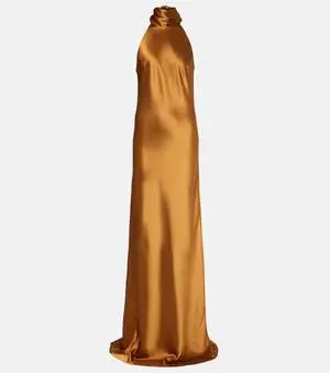 Galvan Sienna Halterneck Gown - Brown