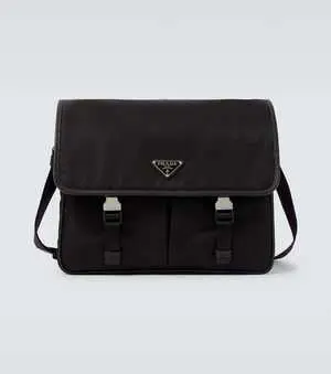 Prada Re-nylon And Leather-trimmed Messenger Bag - Black
