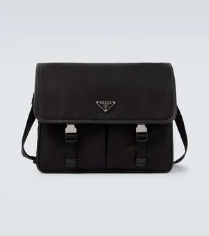 Prada Re-nylon And Leather-trimmed Messenger Bag - Black