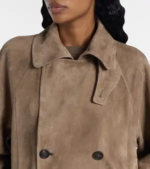 Brunello Cucinelli Double-breasted Paneled Suede Coat