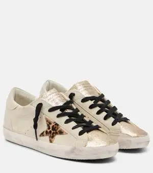 Golden Goose Super Star Glitter Suede Sneakers - Beige