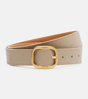 LOEWE Loewe Wide Leather Belt With Vintage Gold Buckle