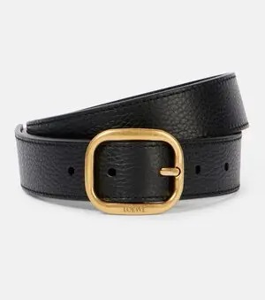 Loewe Loewe Black Calfskin Leather Belt With Antique Gold Buckle Black
