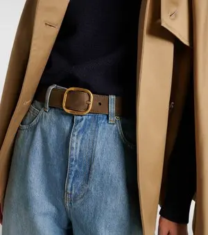 Loewe Calfskin Leather Belt With Antique Gold Buckle - Brown