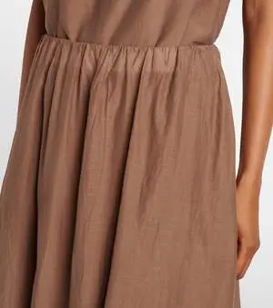 Velvet By Graham & Spencer Ines Cotton And Silk Voile Maxi Skirt - Brown