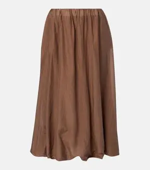 Velvet By Graham & Spencer Ines Cotton And Silk Maxi Skirt - Brown