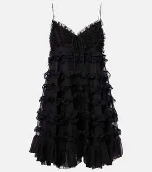 Valentino Garavani Silk Tulle Mini Dress - Black