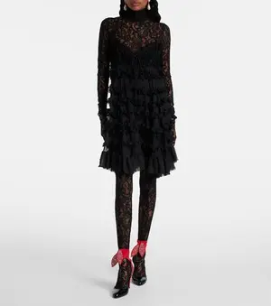 Valentino Garavani Silk Tulle Mini Dress - Black