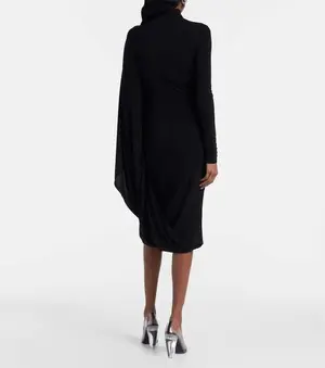 Stella McCartney Draped High-neck Midi Dress - Black