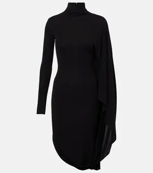 Stella McCartney Draped High-neck Midi Dress - Black