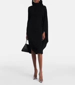 Stella McCartney Draped High-neck Midi Dress - Black