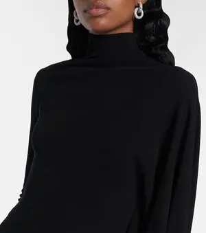 Stella McCartney Draped High-neck Midi Dress - Black