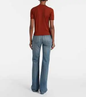 Saint Laurent Knitted Wool T-shirt - Orange