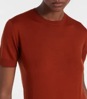 Saint Laurent Knitted Wool T-shirt - Orange