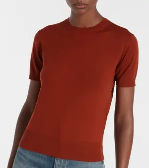 Saint Laurent Knitted Wool T-shirt - Orange