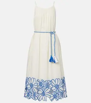 Velvet By Graham & Spencer Juliette Embroidered Cotton Midi Dress - White