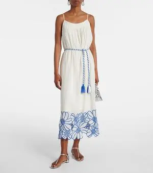 Velvet By Graham & Spencer Juliette Embroidered Cotton Midi Dress