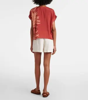 Velvet By Graham & Spencer Naomi Embroidered Printed Top