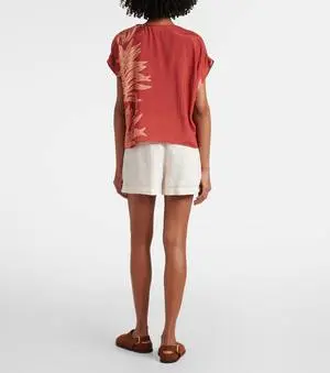 Velvet By Graham & Spencer Naomi Embroidered Printed Top