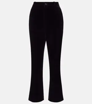 Saint Laurent Cotton Velvet Cropped Flared Pants