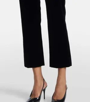 Saint Laurent Cotton Velvet Cropped Flared Pants