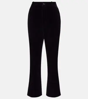 Saint Laurent Cotton Velvet Cropped Flared Pants - Black