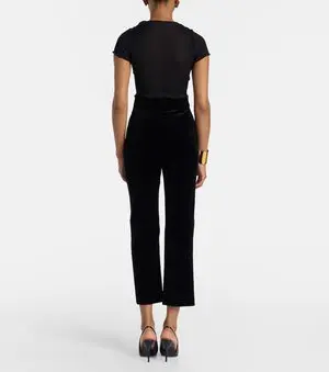 Saint Laurent Cotton Velvet Cropped Flared Pants