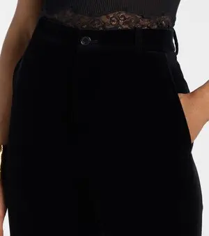 Saint Laurent Cotton Velvet Cropped Flared Pants