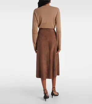 Max Mara Suede Midi Skirt - Brown