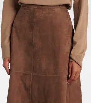 Max Mara Suede Midi Skirt - Brown