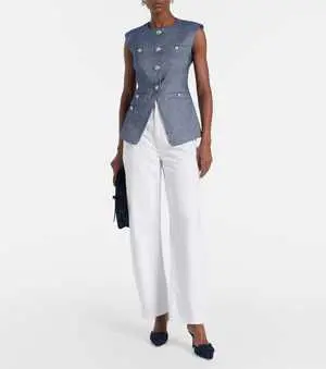 Veronica Beard Tamara Linen-blend Vest - Blue