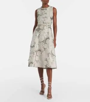 Max Mara Cotton-blend Jacquard Midi Dress