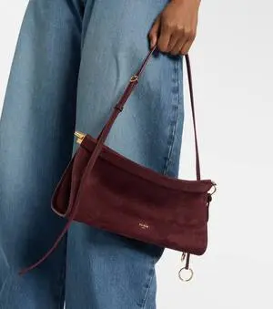 Alaïa Le Click Medium Suede Shoulder Bag - Burgundy