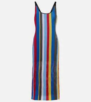 Staud Jessica Striped Crochet Midi Dress - Multicoloured