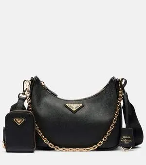 Prada Re-edition 2005 Leather Shoulder Bag - Black
