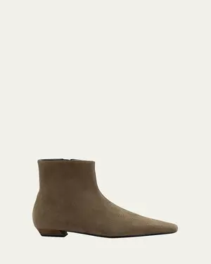 Proenza Schouler Trap Suede Zip Booties - Moss