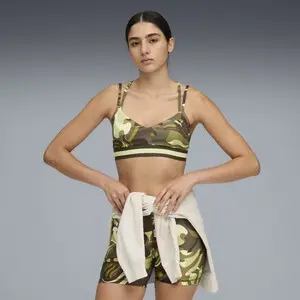 PUMA Floral Ribbon Moisture Wicking, Low Impact Sports Bra - Green