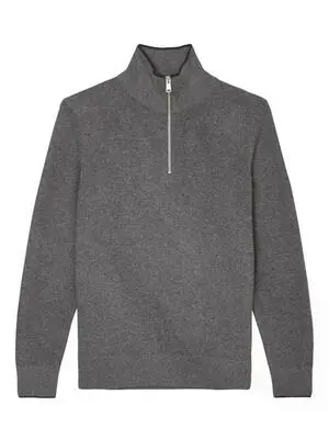 Marc O'polo Zip-up Mock-neck Sweater - Grey