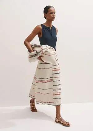 ME+EM Cotton Bouclé Stripe Knit Maxi Skirt