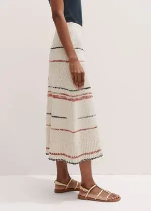 ME+EM Cotton Bouclé Stripe Knit Maxi Skirt