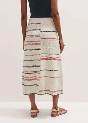 ME+EM Cotton Bouclé Stripe Knit Maxi Skirt
