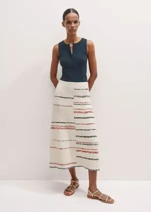 ME+EM Cotton Bouclé Stripe Knit Maxi Skirt