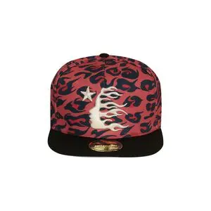 HELLSTAR Cheetah Print Snapback Hat Red