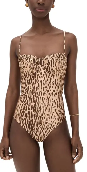 Zimmermann Cascadian Balconette One-piece - Tan Leopard