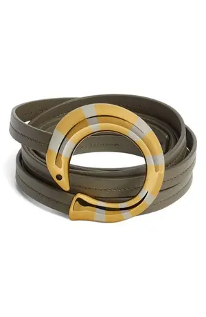 Bottega Veneta Sardine Leather Belt - Cypress-m Brass-s