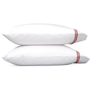 MATOUK Bel Tempo Set Of 2 520 Thread Count Cotton Perccale Pillowcases - Red