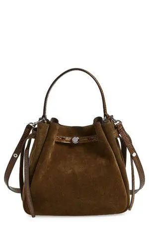 Tory Burch Romy Suede Bucket Bag Deep Olive