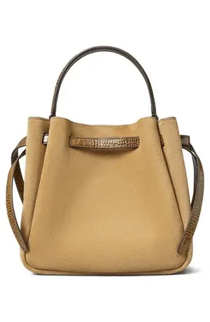 Tory Burch Romy Suede Bucket Bag - Stone