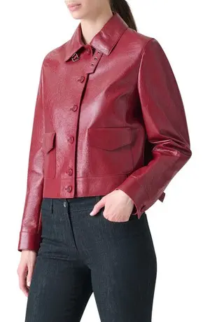 Akris Lacquered Leather Crop Jacket